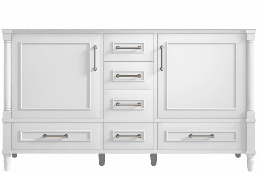 Atlanta 59.5 inch Double Bathroom Vanity in White- Cabinet Only